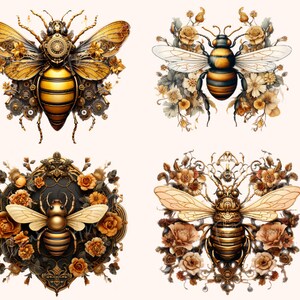 Watercolor Bee Clipart, Bumble Bee Clipart, Floral Bee Watercolor Clip ...