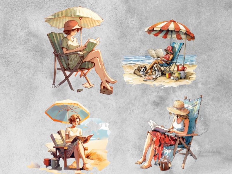 Reading Beach Clipart, Summer Reading Clipart, L Love Books Clipart ...