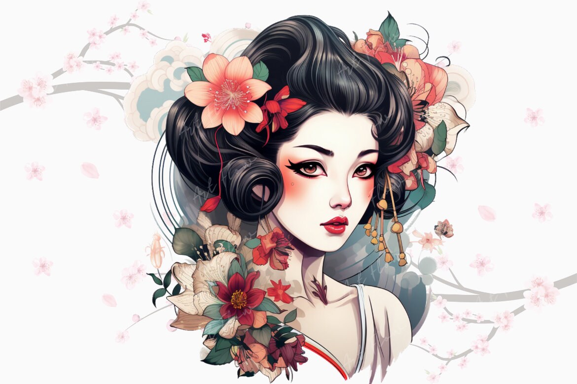 Geisha Realistic Clipart, Japanese Inspired, Geisha Png, Japanese Png ...