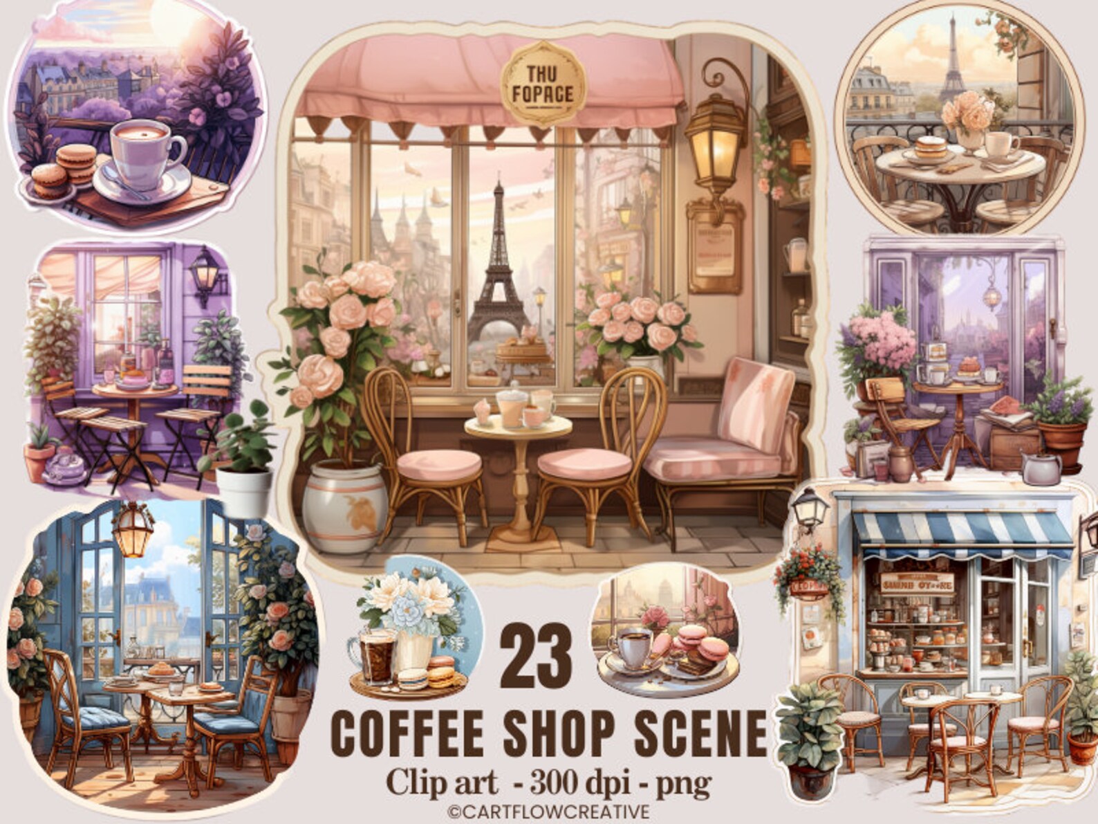 Watercolor Coffee Shop Clipart, Cute Coffee Shop, Coffee Clipart ...