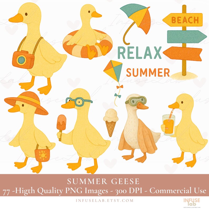 Summer Geese Clipart PNG, Cute Goose Graphic Transparent, Spring ...