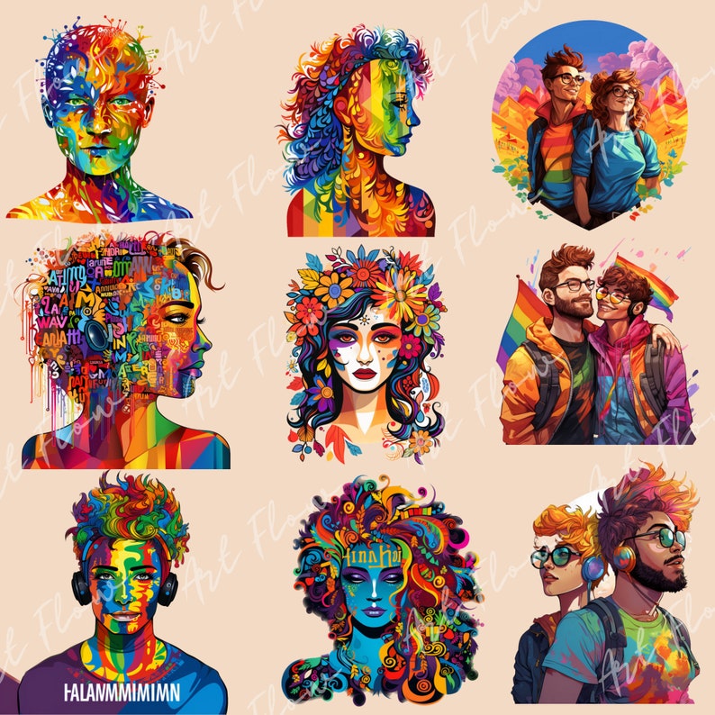 26 PNG Watercolor LGBTQ Pride Clipart Bundle, LGBT Pride Month Files ...