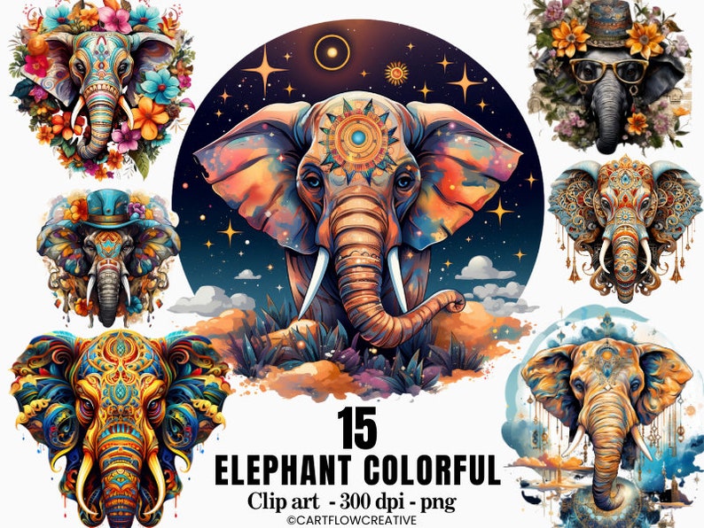 Elephant Clipart PNG Set , Elephant Images, Elephant Animal Bundle ...