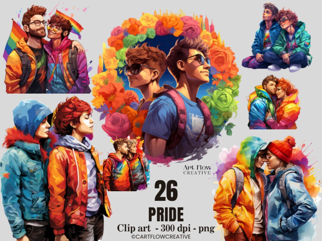 26 PNG Watercolor LGBTQ Pride Clipart Bundle, LGBT Pride Month Files ...