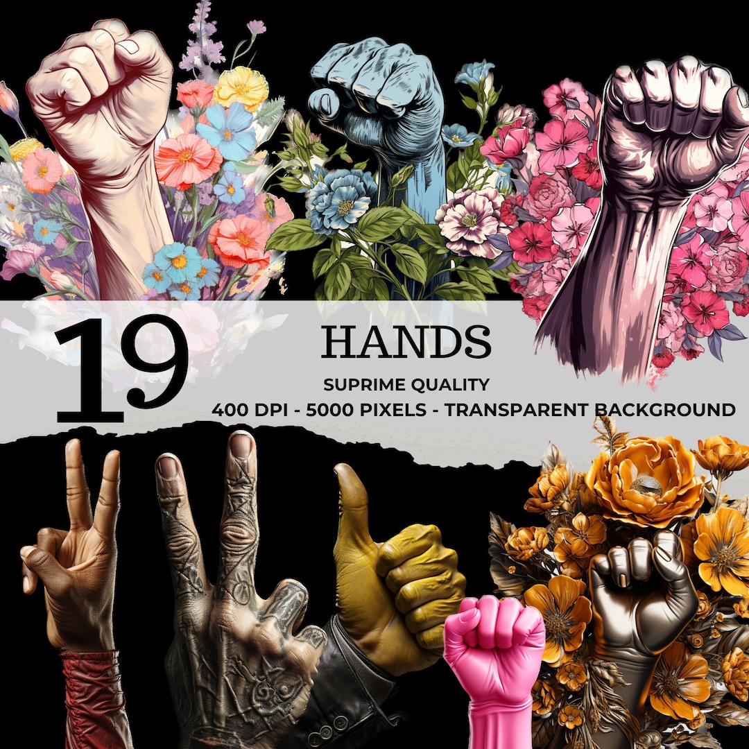 Colorful Hands Png for Shirts, Sublimation Designs, Trending ...