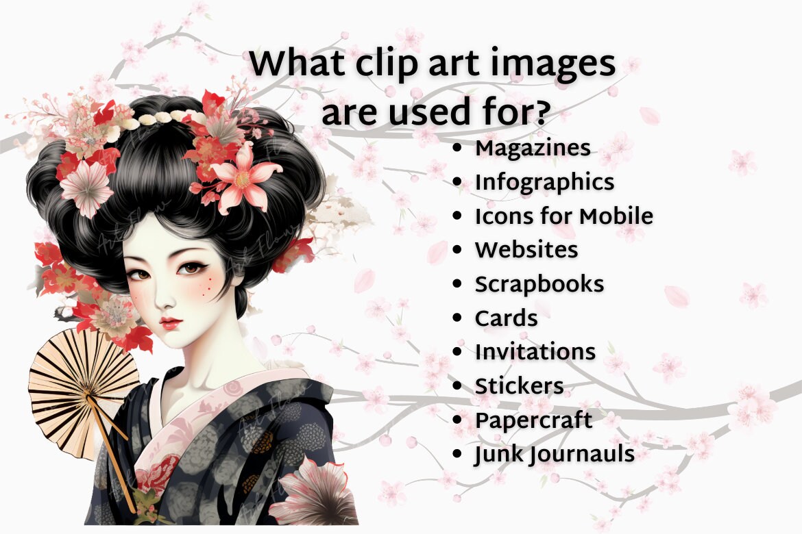 Geisha Realistic Clipart, Japanese Inspired, Geisha Png, Japanese Png ...
