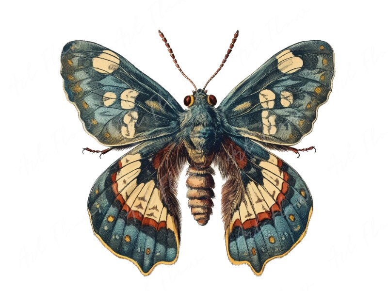 Moth Butterfly Vintage Clipart Png Set, Butterfly Graphic, Butterfly ...