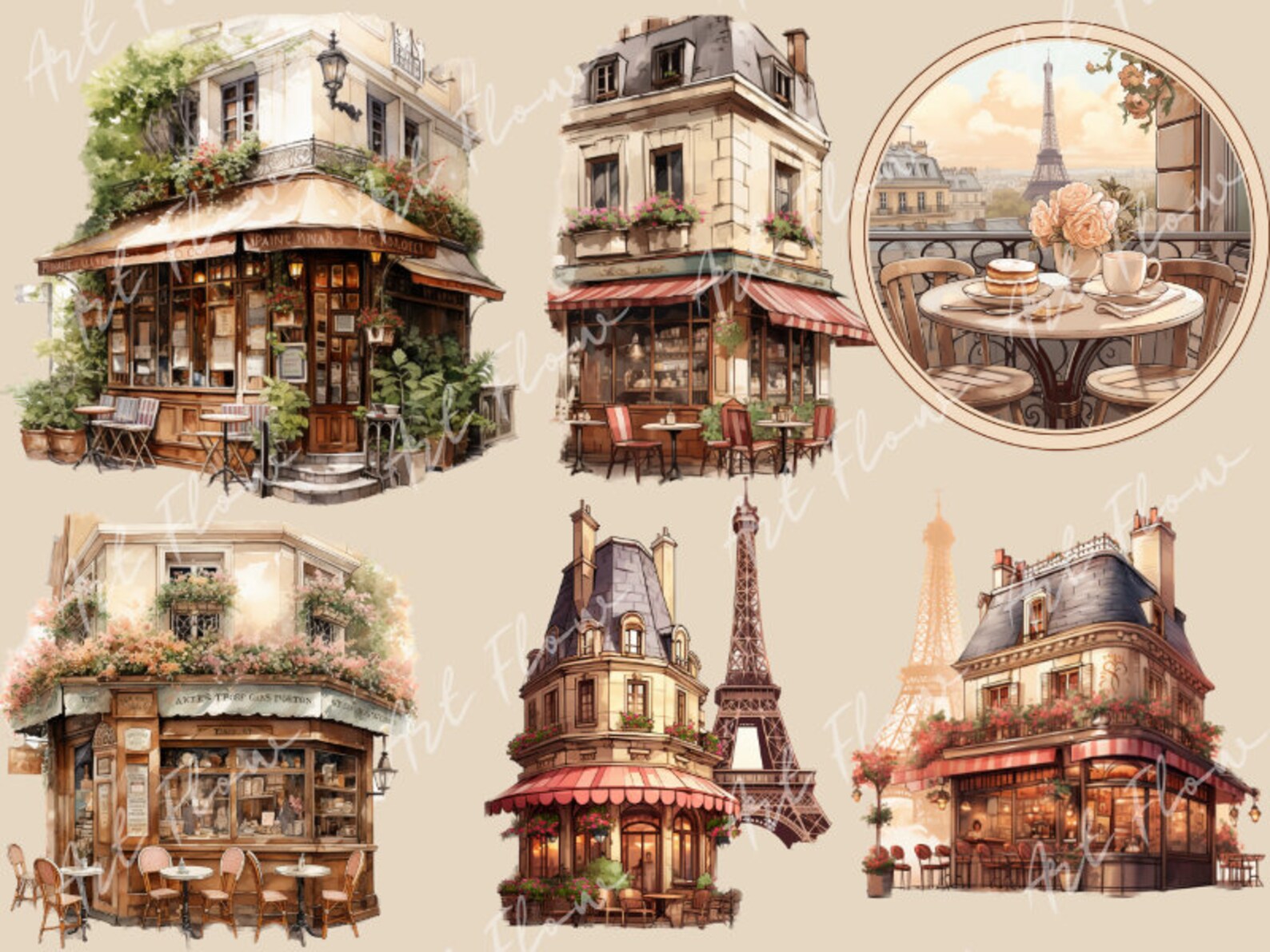 Watercolor Coffee Shop Clipart, Cute Coffee Shop, Coffee Clipart, Cafe ...