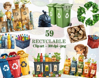 Recycling Clip Art, Garbage Truck Clipart, Earth Day, Community Helpers ...