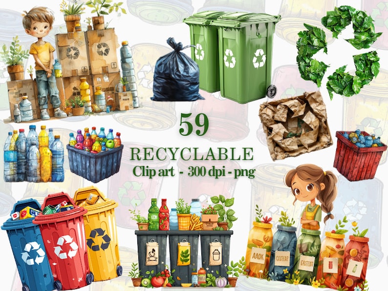 Recycling Clip Art, Earth Day Clipart, Eco Friendly Clipart, Compost ...