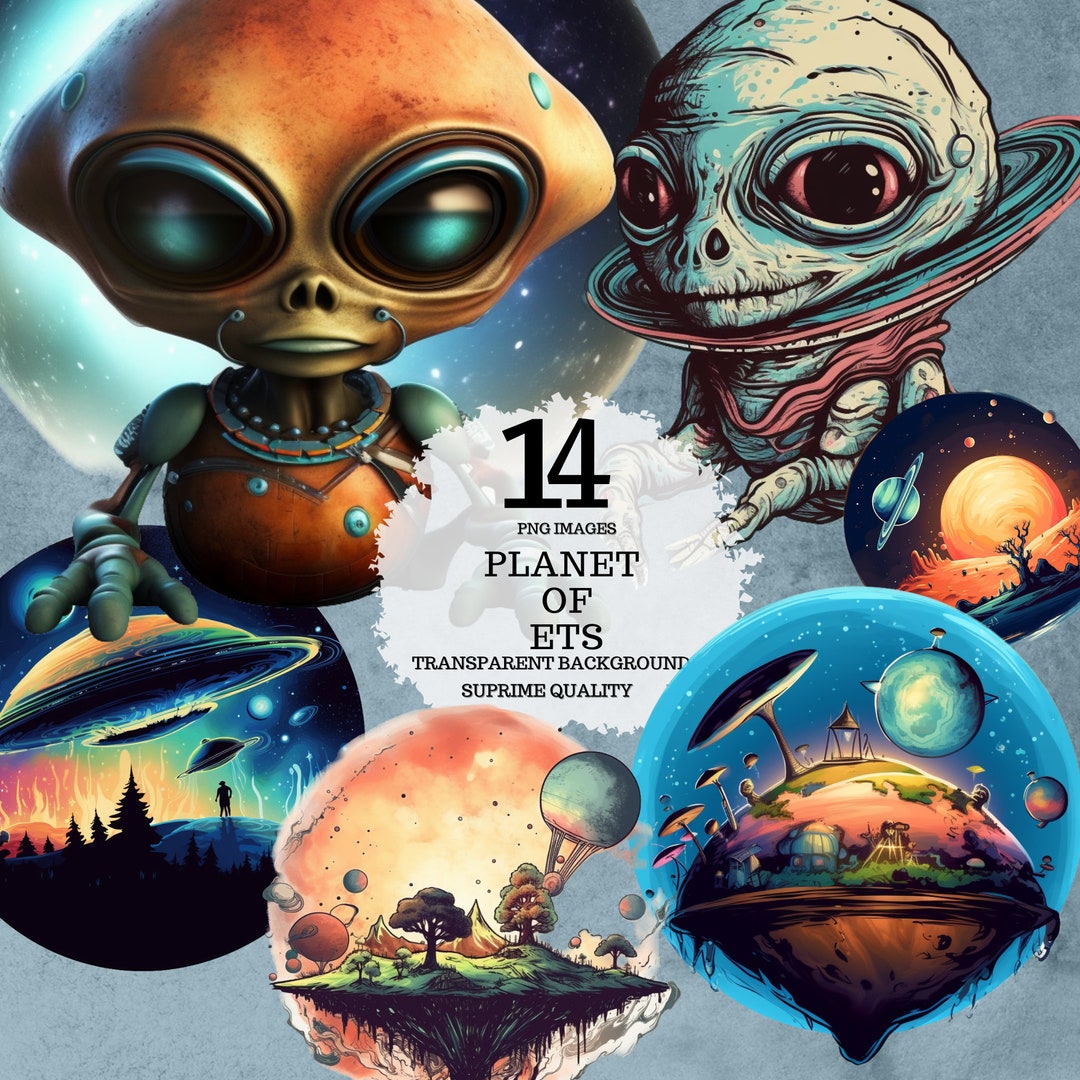 Watercolor Aliens Clipart Bundle, Watercolor Planet, Space Aliens ...