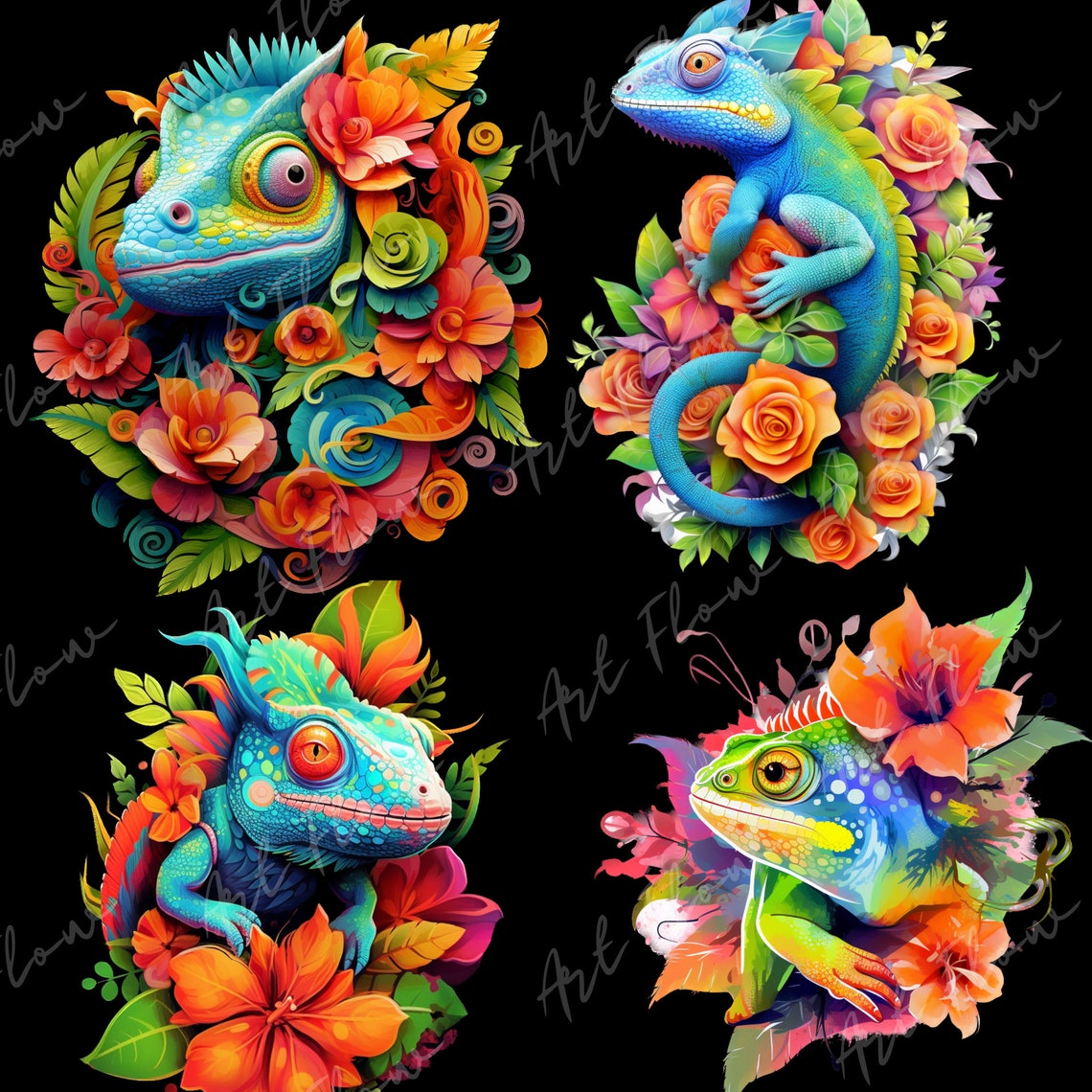 Chameleon Watercolor Clipart Bundle Chameleon Clipart - Etsy