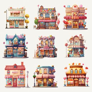 Watercolor Candy Shop Clipart Bundle, City of Sweets, Candy Store ...