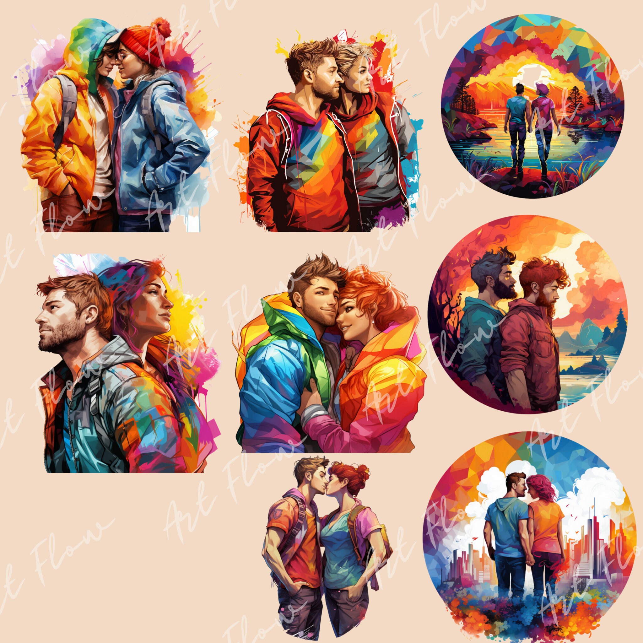 26 PNG Watercolor LGBTQ Pride Clipart Bundle, LGBT Pride Month Files ...