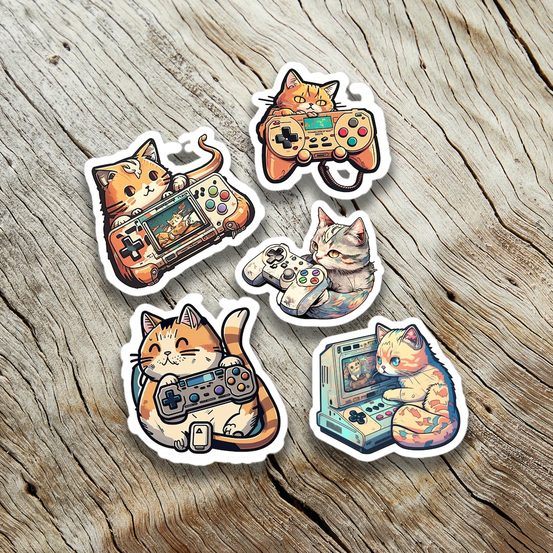 5x Gaming Kittens, Vinyl Decal, Sticker for Laptops, Cars, Hydroflask ...