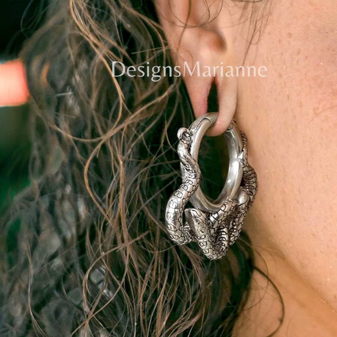 Snake Ear Weights, Ear Hangers Snake, Snake Hoop Earrings, Snake ...