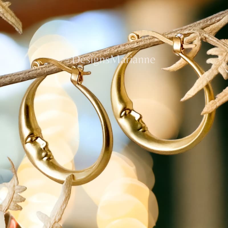 Moon Hoop Earring - Etsy