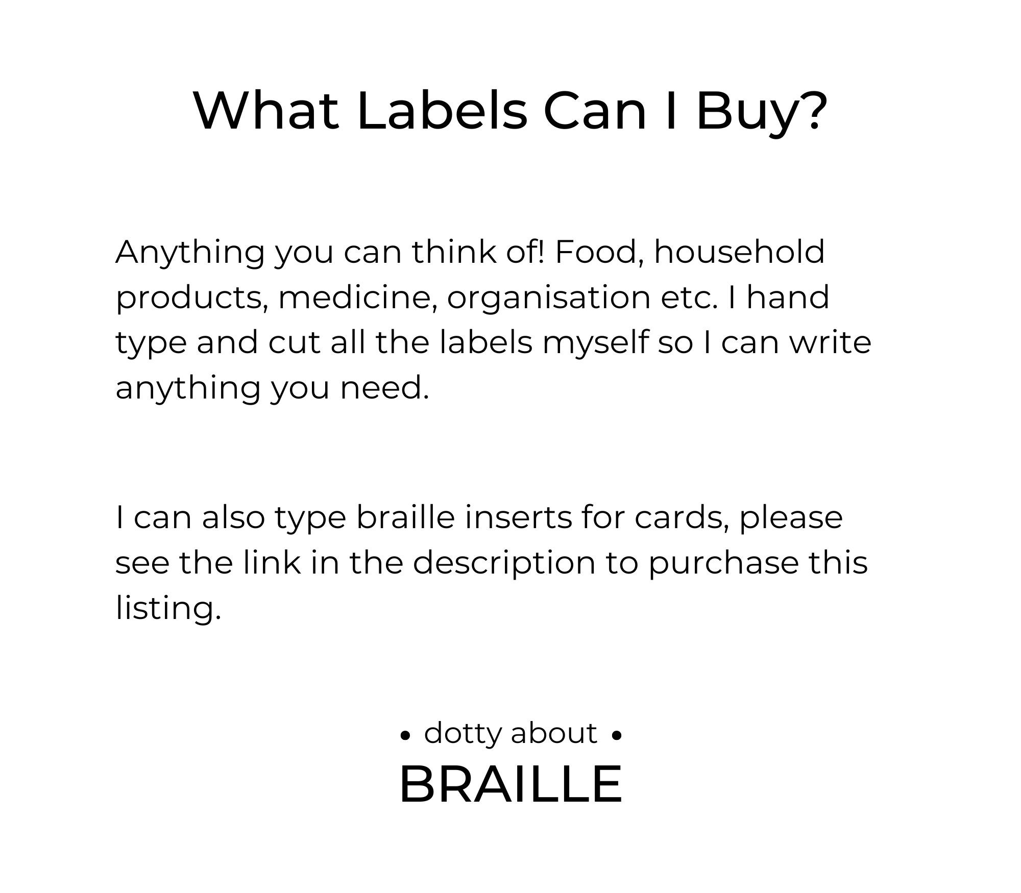 Custom Braille Sticky Labels Fully Personalised Labels for Food ...