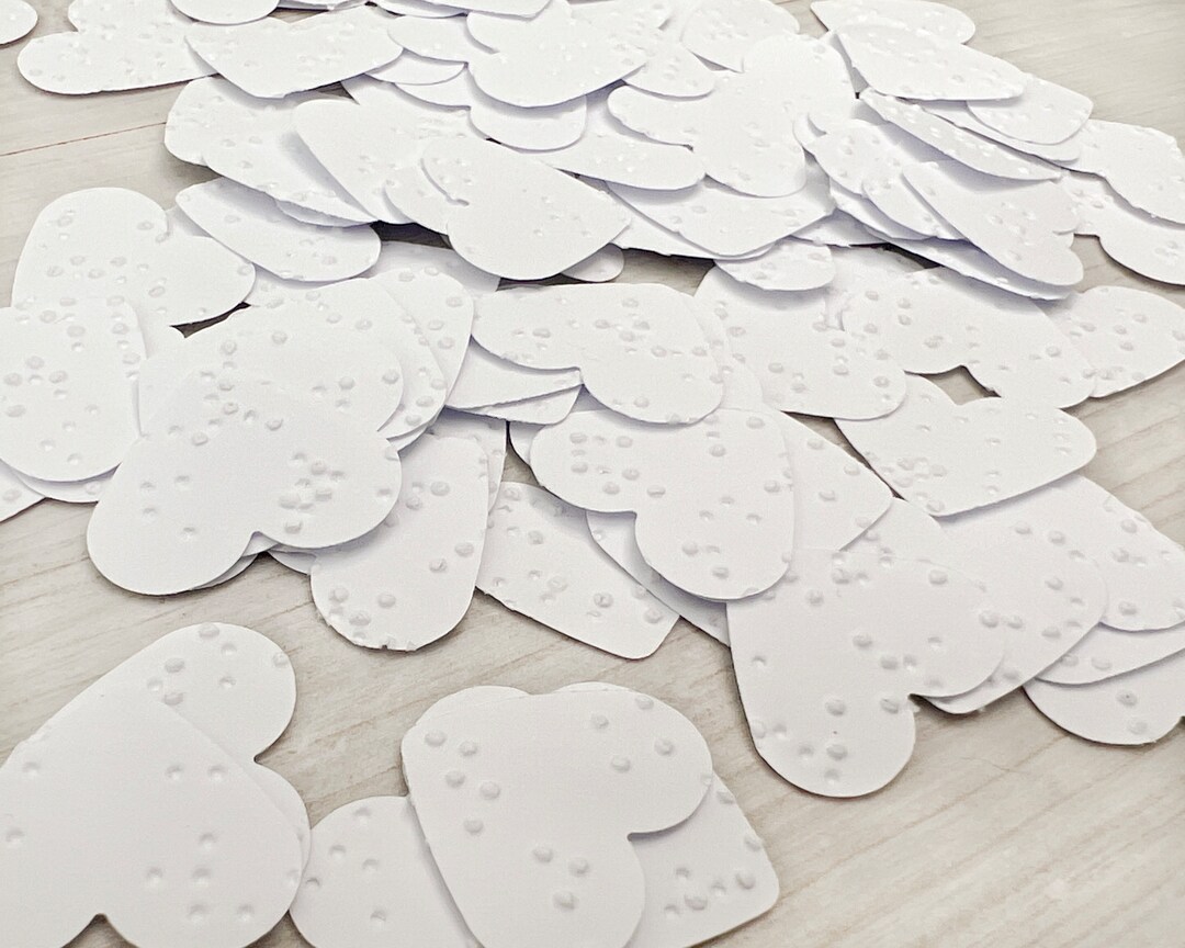 100 Textured White Braille Paper Hearts Scrapbooking Junk Journal Card ...