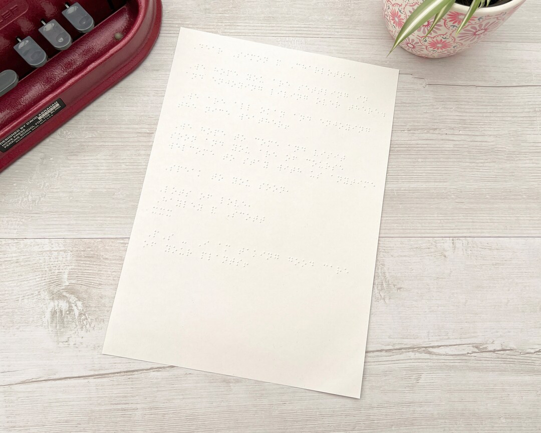 A4 Braille Message/insert - Birthday Card - Thank You Note - Braille ...
