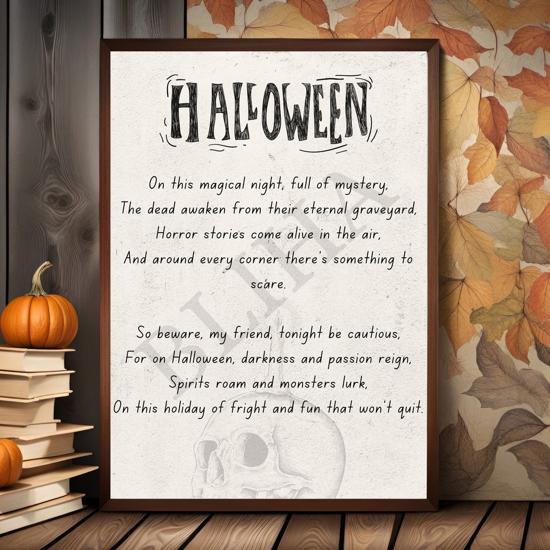 Halloween Poem Printable Halloween Decor Poem Art - Etsy