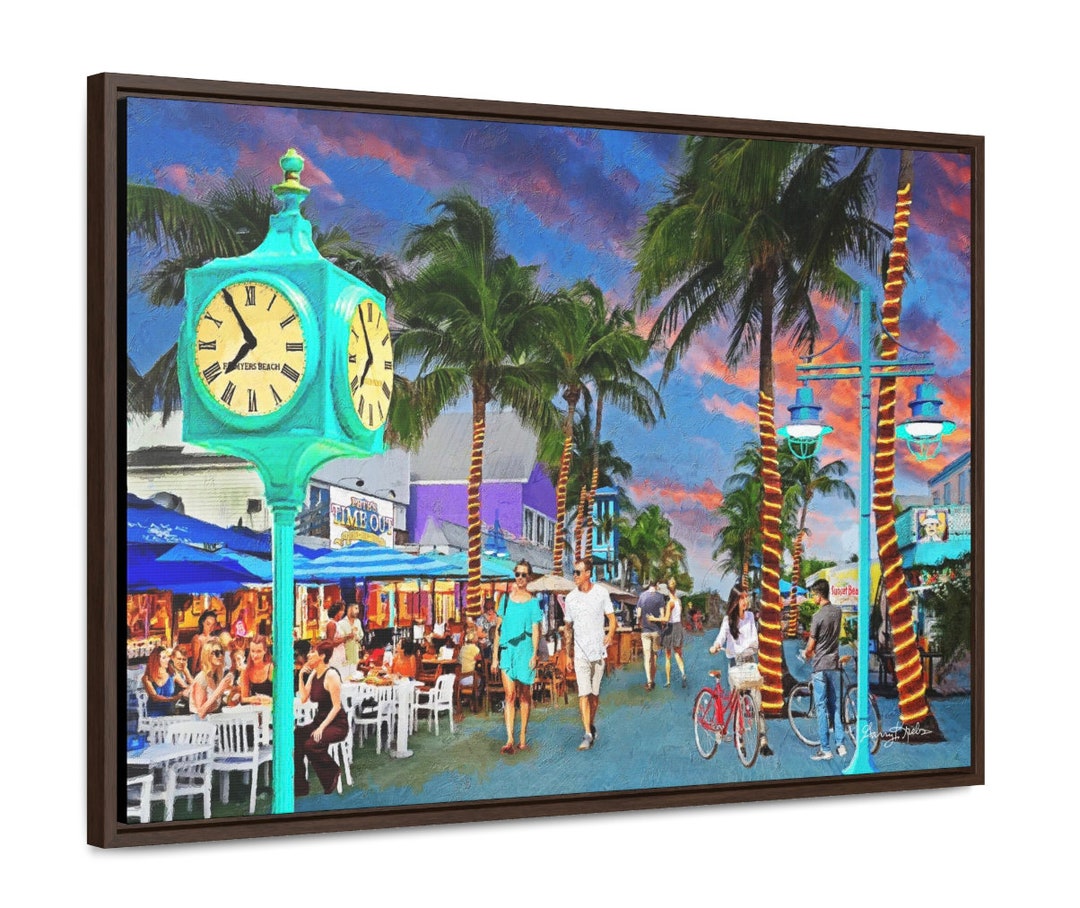 Fort Myers Beach Art, Times Square Clock Print, Old Florida Framed ... Fort Myers Beach Art, Times Square Clock Print, Old Florida Framed ...