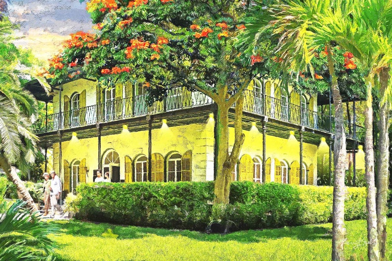 Key West Florida Art, Ernest Hemingway Home, Sloppy Joe's Bar Canvas ...