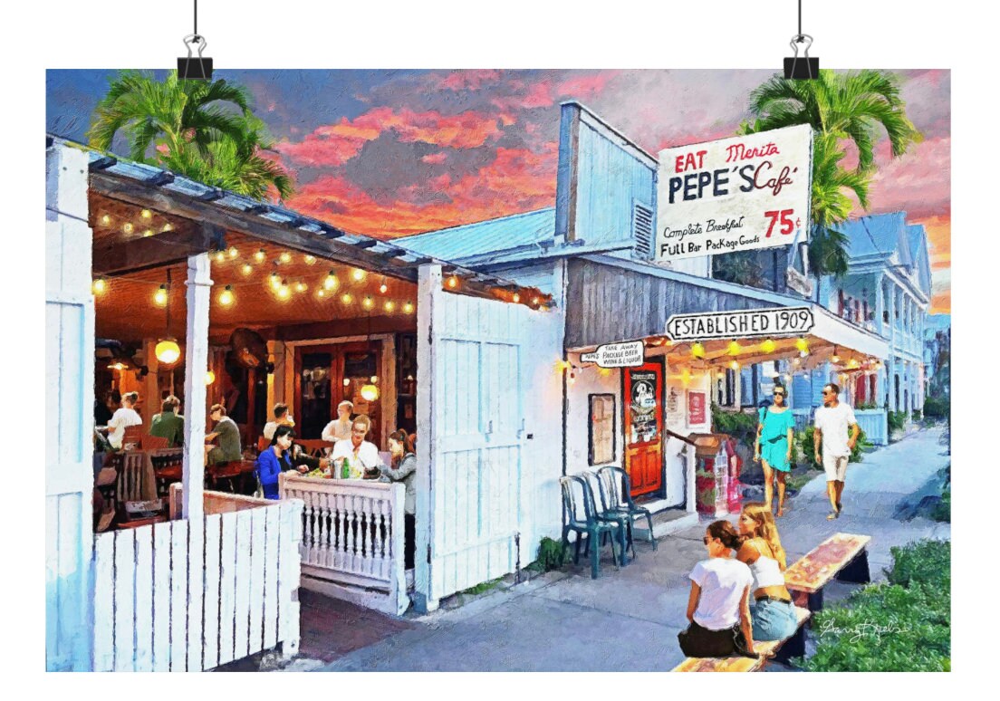 Key West Florida Art, Pepe's Cafe, Hemingway Favorite, Harry S Truman ...