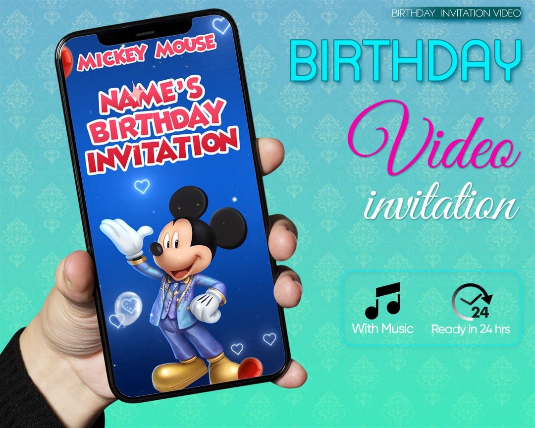 Mickey Mouse Birthday Invitation Video_v2 - Etsy