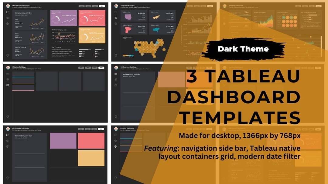 Dark Theme Tableau Dashboard Template | Create Professional and ...