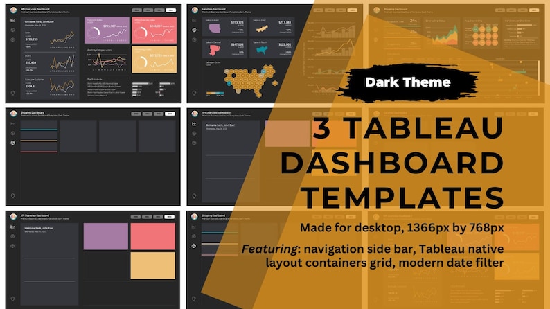 Dark Theme Tableau Dashboard Template | Create Professional and ...