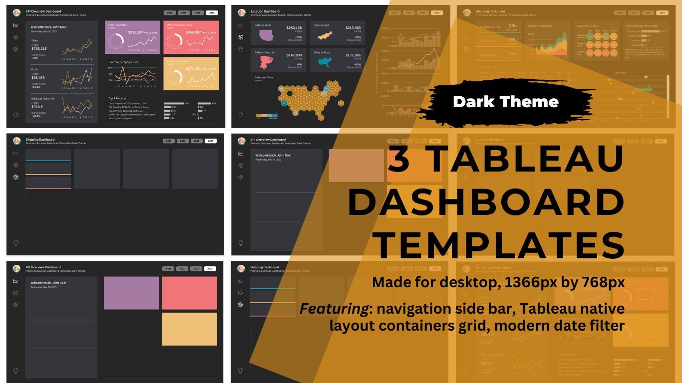 Dark Theme Tableau Dashboard Template | Create Professional and ...