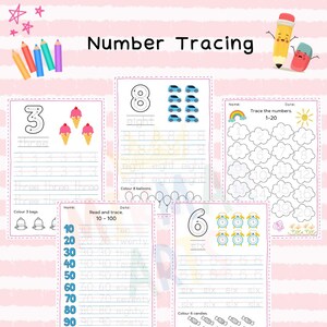 Alphabet Number Shape Line Tracing Worksheets for Preschool Kids 120 ...