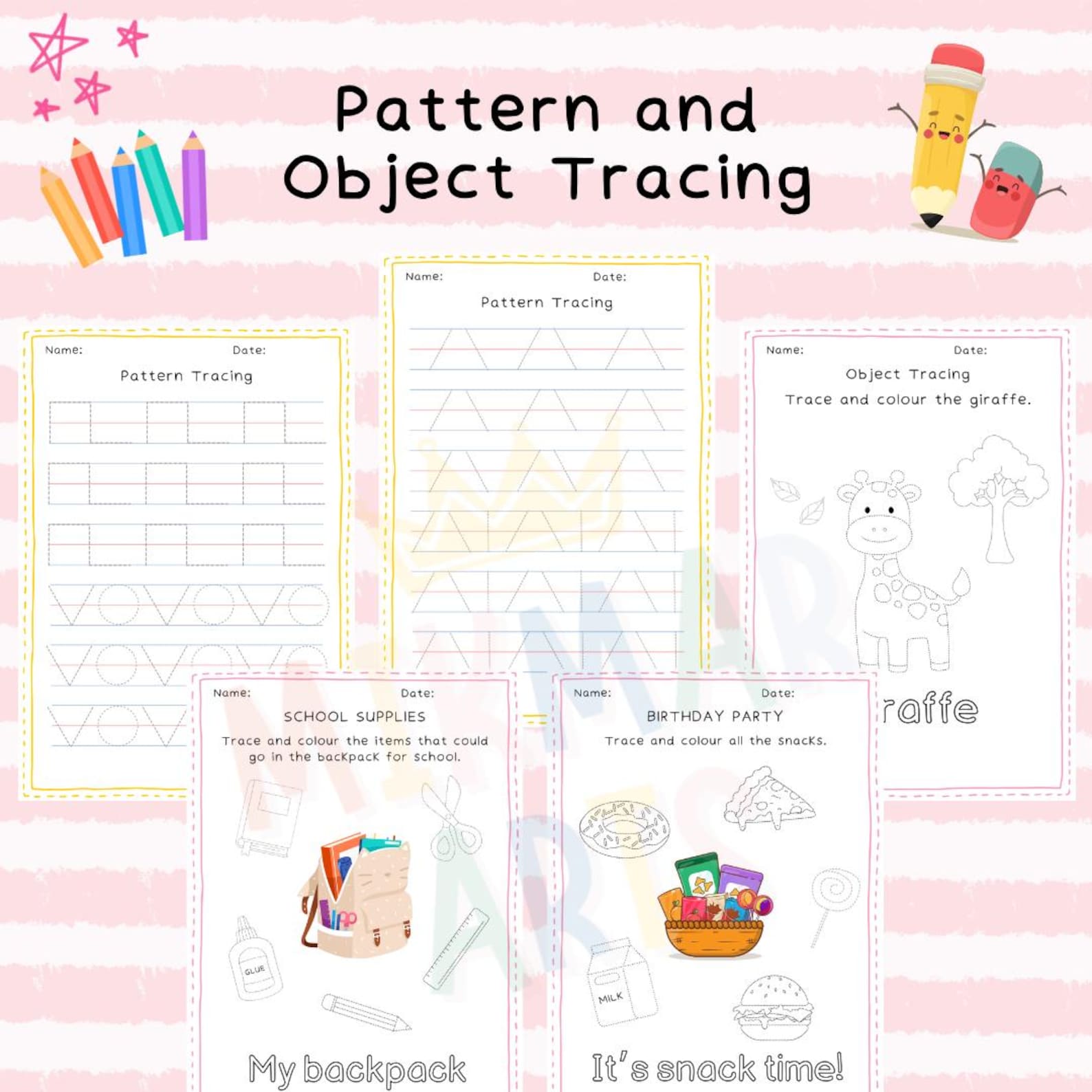 Alphabet Number Shape Line Tracing Worksheets for Preschool Kids 120 ...