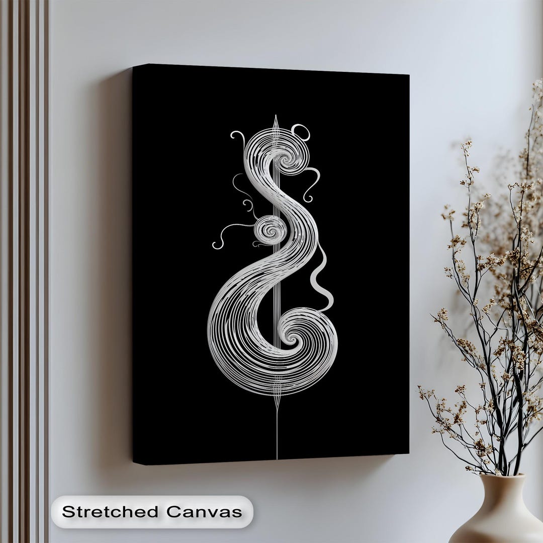 Spiral Treble Clef Wall Art – Minimalist Black & White Music Poster or ...