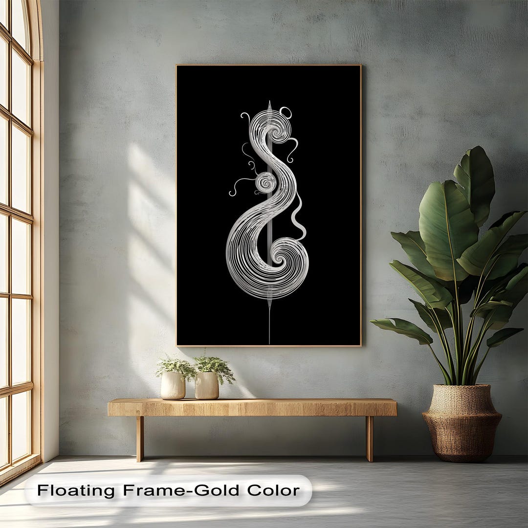 Spiral Treble Clef Art: Modern Music Room Decor, Black & White Poster ...