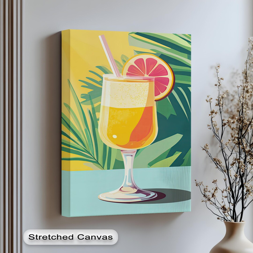 Tropical Juice Drink Wall Art – Retro Summer Canvas, Poster - Framed ...