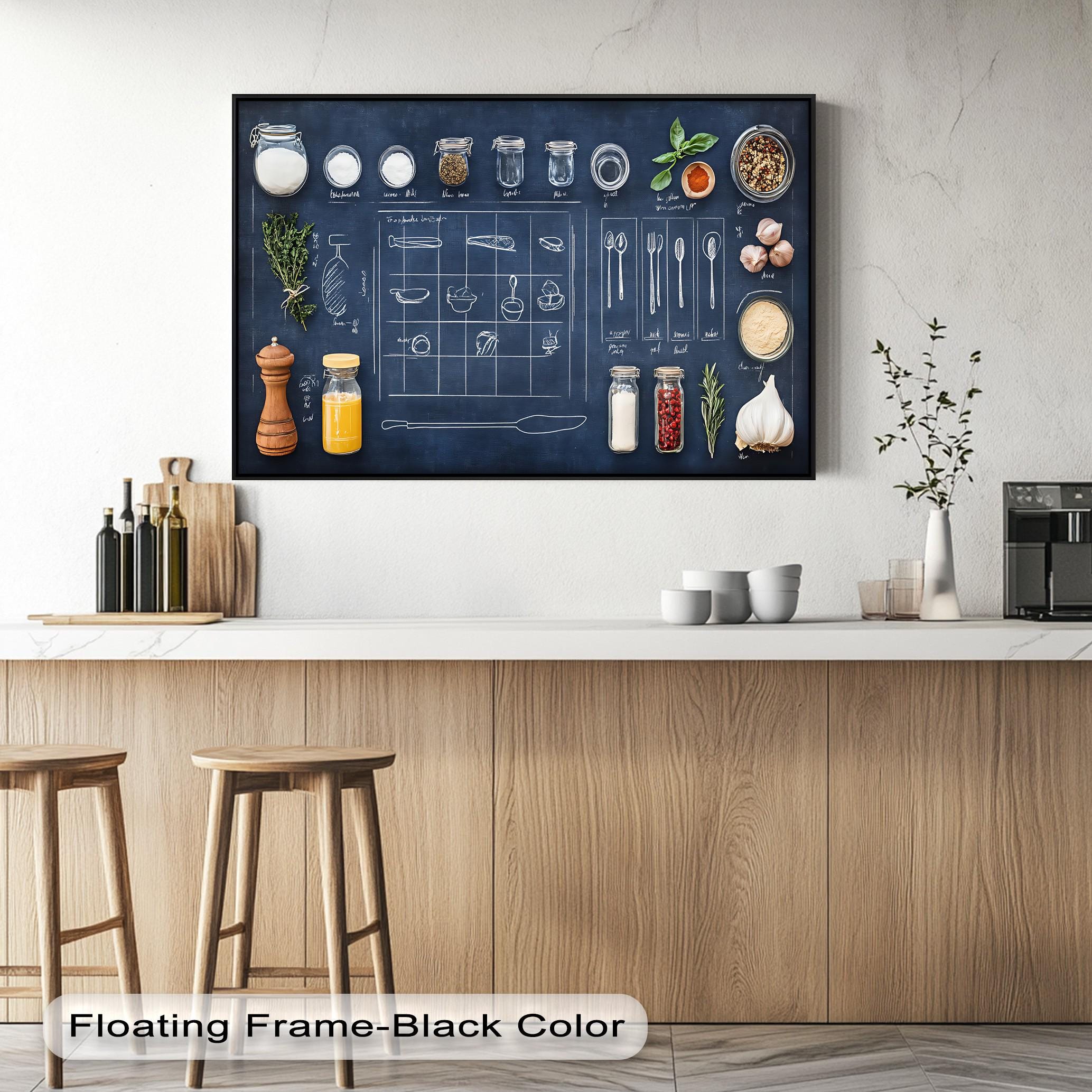 Kitchen Measurement Chart Canvas Print: Navy Chalkboard Culinary Art - Etsy