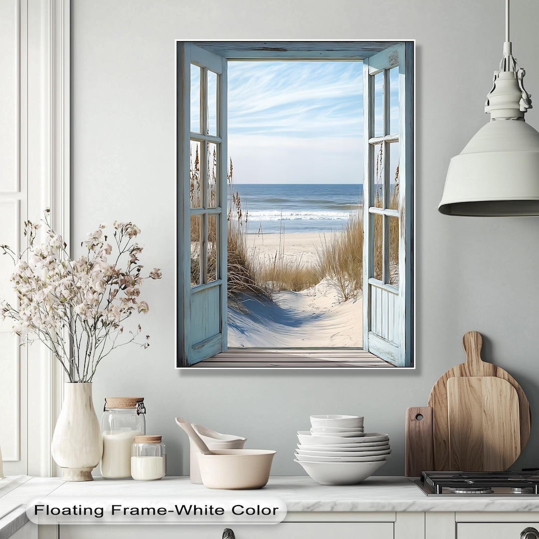 Beach View Canvas Print: Coastal Window Art, Seaside Decor - Etsy