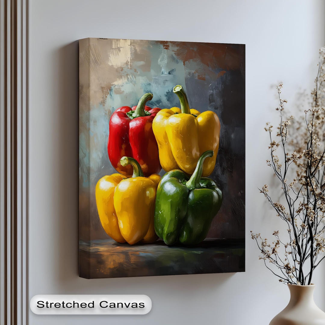 Colorful Bell Pepper Wall Art – Vegetable Kitchen Canvas, Poster ...