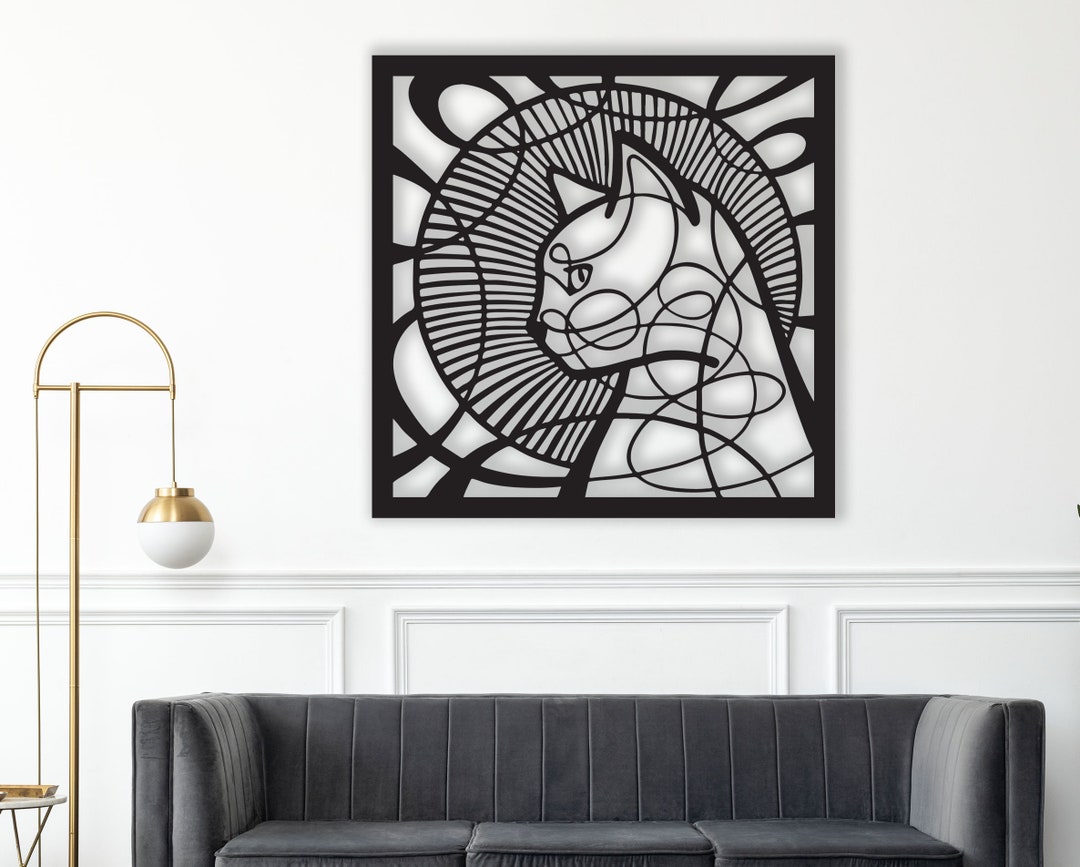 Cat Metal Wall Decorcat Wall Artcat Face Metal Wall - Etsy