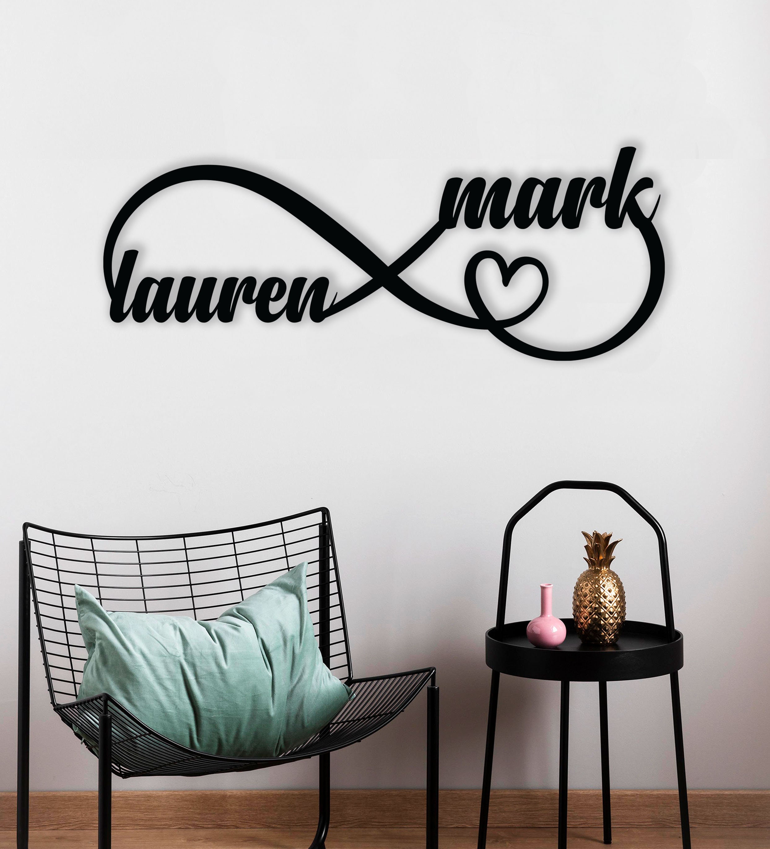 Metal Customized Names Infinity Sign,personalized Heart Metal Wall Art ...