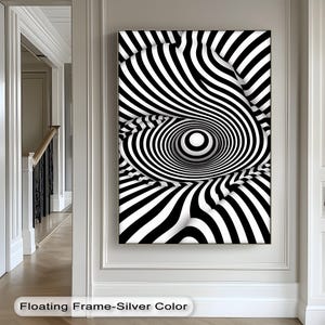 Black And White Optical Illusion Wall Art Vertical Stretched Canvas