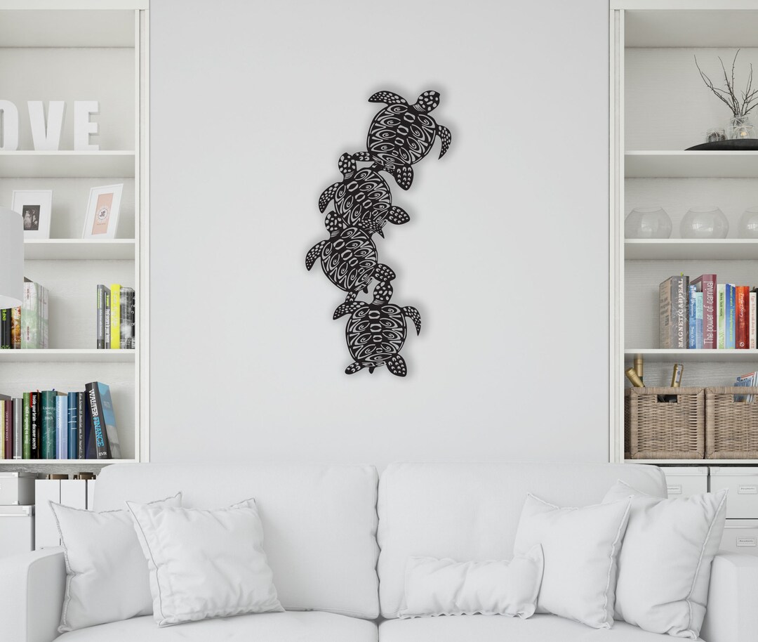 Large Metal Wall Art,turtle Family Metal Wall Decor,metal Turtle Wall ...
