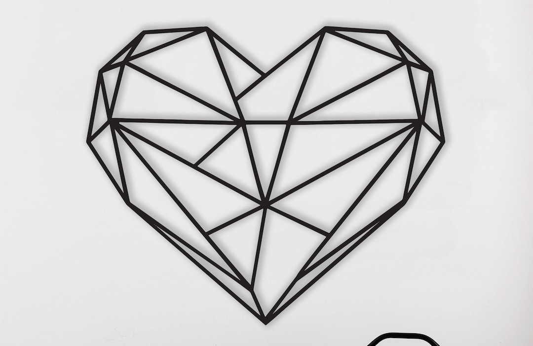 Geometric Metal Art,heart Metal Wall Decor,heart Wire Wall Art,love ...