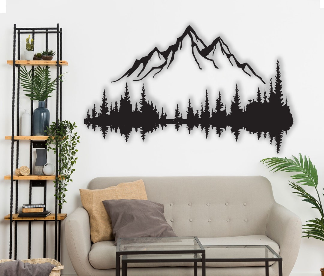 Large Metal Wall Art,mountain Forest Wall Art,mountain Metal Wall Decor ...