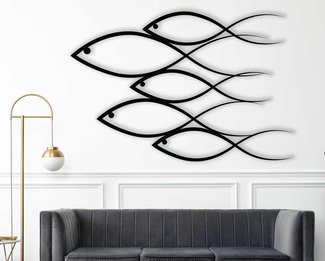 Large Metal Wall Art,fish Family Metal Wall Decor,flock of Fish Metal ...