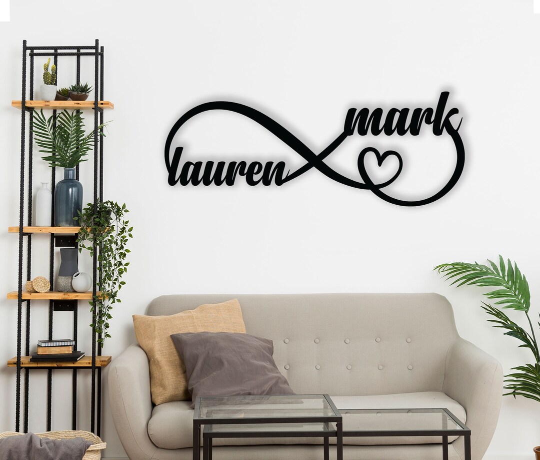 Personalized Metal Infinity Sign: Custom Names, Heart Wall Art - Etsy