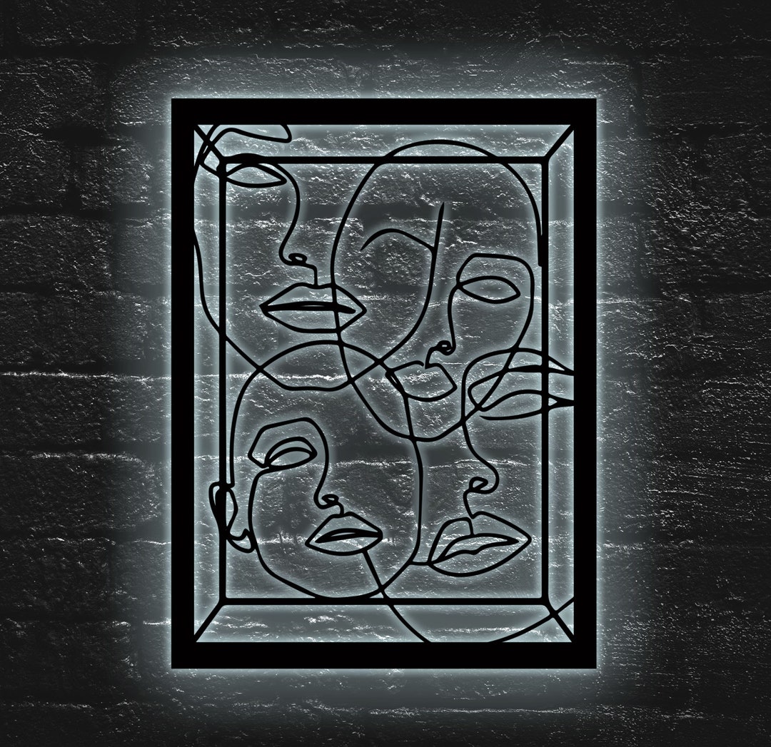 Abstract Metal Faces Wall Art,geometric LED Metal Art,light up Metal ...