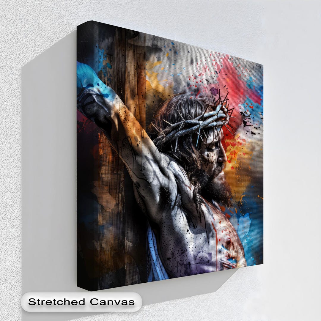 Jesus on the Cross Glass Print: Modern Christian Wall Art - Etsy